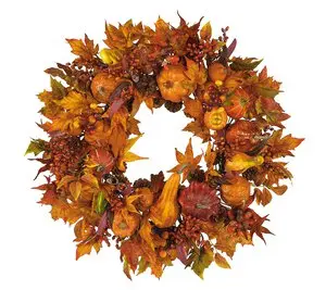 NEARLY NATURAL 28' Harvest Wreath