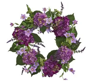 NEARLY NATURAL 24 Hydrangea Wreath