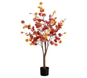 NEARLY NATURAL 4' Pre-lit Eucalyptus Fall Tree With 160 Lights