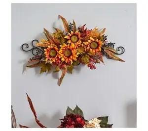 NEARLY NATURAL Sunflower Swag With Metal Frame - One-color