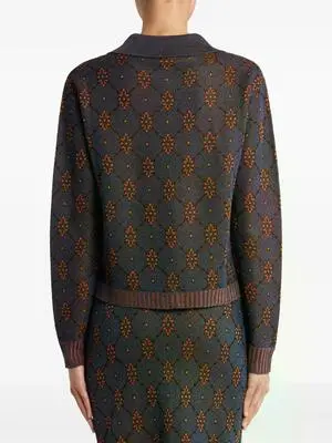 Etro Polo-neck Patterned Cardigan - Blue