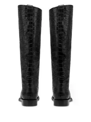 Paris Texas 20mm Montana Croc-embossed Leather Boots - Black