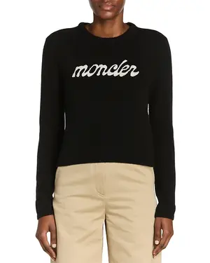 Moncler Crewneck Wool-cashmere Blend Sweater - Black