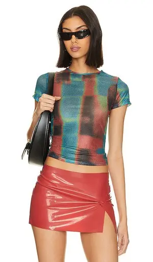 Miaou Miaou Mesh Toile Print Mini Tee Rust Print
