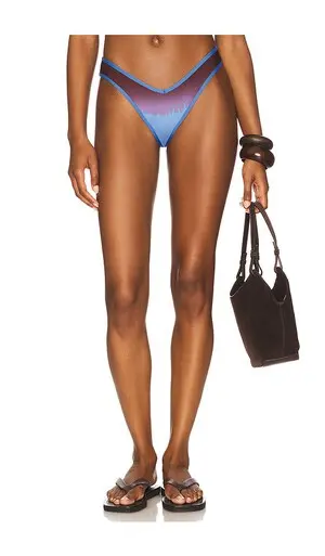 WeWoreWhat Delilah Bikini Bottom - Ombre Maroon & Blue Jean