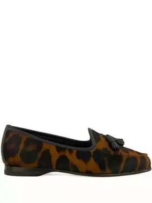 Santoni Leopard-print Leather Loafers