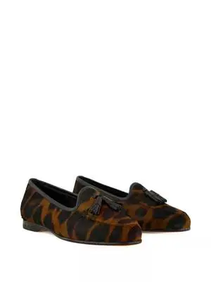 Santoni Leopard-print Leather Loafers