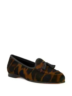 Santoni Leopard-print Leather Loafers