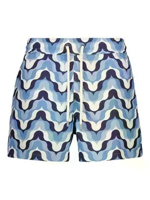 Frescobol Carioca Wave-print Swim Shorts - Blue