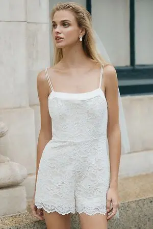 Bhldn Sleeveless Sheer Lace Romper