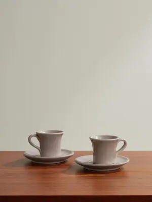 Brunello Cucinelli Set Of Two Ceramic Espresso Cups And Saucers - Neutrals