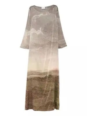 PIERRE-LOUIS MASCIA Landscape Print Silk Dress