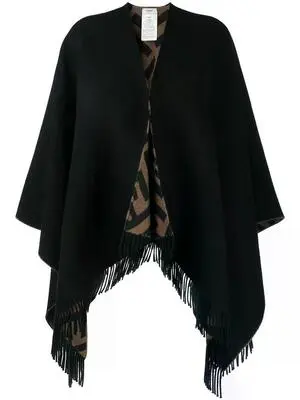 Fendi Monogram Pattern Cape - Black