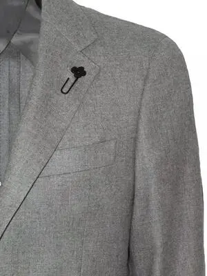 LARDINI Brooch-detail Cashmere Blazer - Grey