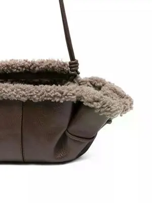 Hereu Leather Tote Bag With Shearling Trim