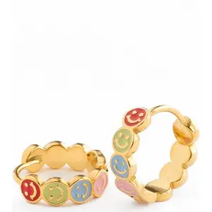 PIP POP Smiley Face Hoop Earrings - Multi