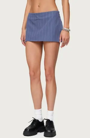 EDIKTED Pinstripe Low Rise Skort - Blue