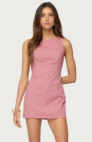 EDIKTED Macee Gingham Sleeveless Romper - Red