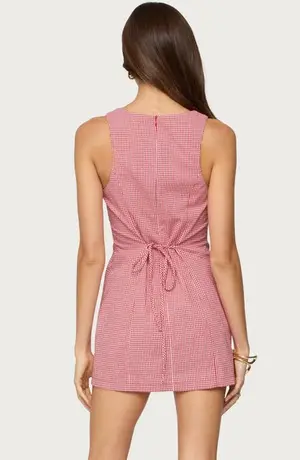 EDIKTED Macee Gingham Sleeveless Romper - Red
