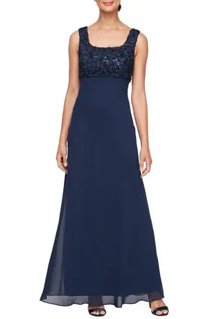 Alex Evenings Embellished Empire Waist Gown With Soutache Jacket