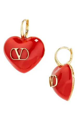 Valentino Garavani Coeur Royal Drop Earrings - Oro/rosso