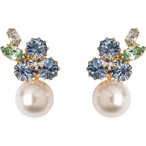 JENNIFER BEHR Vivi Crystal & Faux Pearl Drop Earrings - Bluebell