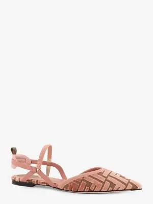 Fendi Ff Jacquard Velvet Slingback Ballerinas - Pink