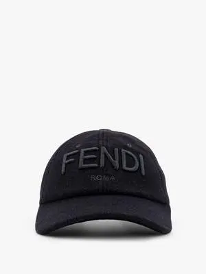 Fendi Wool Blend Baseball Cap With Logo - Black