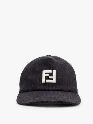 Fendi Denim Baseball Cap With Logo Embroidery - Black