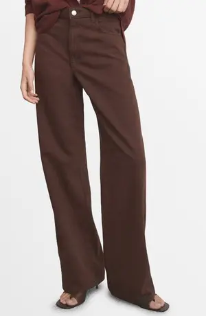 Mango Danila High-waist Wide-leg Jeans - Dark Brown