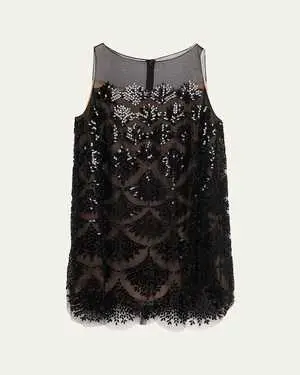 Oscar De La Renta Sl Fern Embroidered Shift Dr