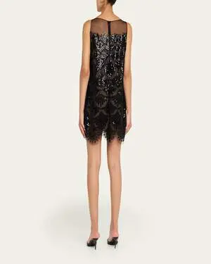 Oscar De La Renta Sl Fern Embroidered Shift Dr