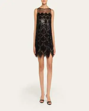 Oscar De La Renta Sl Fern Embroidered Shift Dr