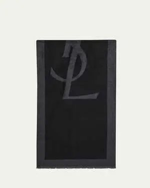 Saint Laurent Large Silk Scarf - Black/dark Grey