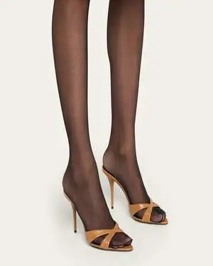Saint Laurent Kirat Snakeskin Mule Sandals - Brown