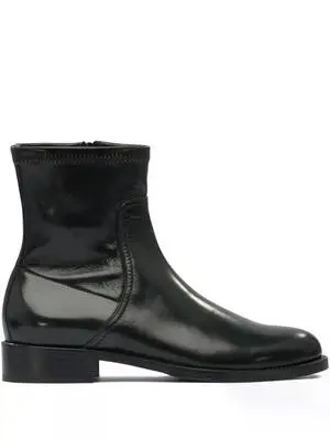 MARETTO Leather Zip Ankle Boots - Black