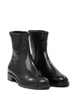 MARETTO Leather Zip Ankle Boots - Black