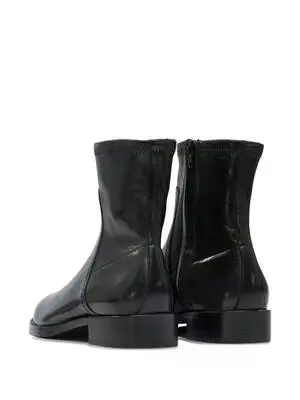 MARETTO Leather Zip Ankle Boots - Black