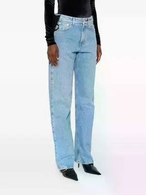MUGLER Lace-up Straight Leg Jeans