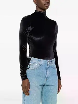 MUGLER High-neck Velvet Bodysuit - Black