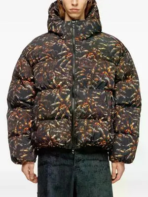 DIESEL Padded Hooded Tarantulas-print Jacket