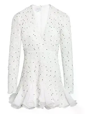 Giambattista Valli Polka-dot Ruffled Mini Dress - White