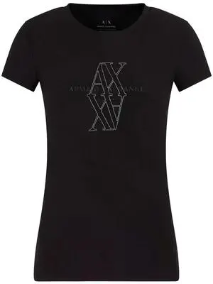 Armani Exchange Logo-embroidered T-shirt - Black