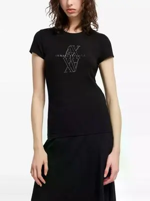 Armani Exchange Logo-embroidered T-shirt - Black