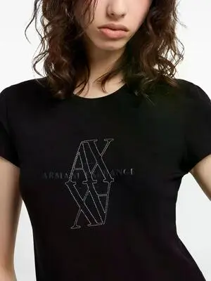 Armani Exchange Logo-embroidered T-shirt - Black