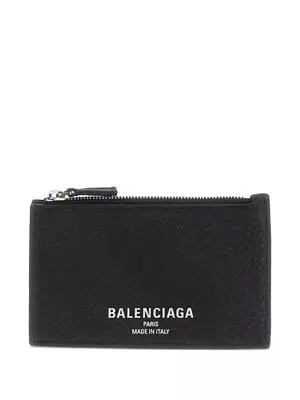 Balenciaga Logo Zip Card Holder - Black