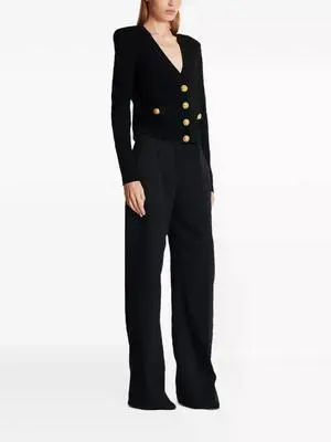 Balmain Crop Knit Cardigan With Gold-tone Buttons