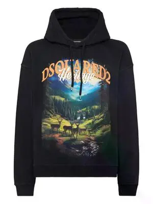 Dsquared2 Printed Hoodie - Black