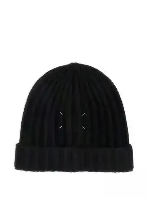MAISON MARGIELA Ribbed Virgin Wool Beanie - Black