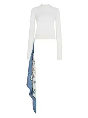 Fendi Silk-panel Wool Jumper - White